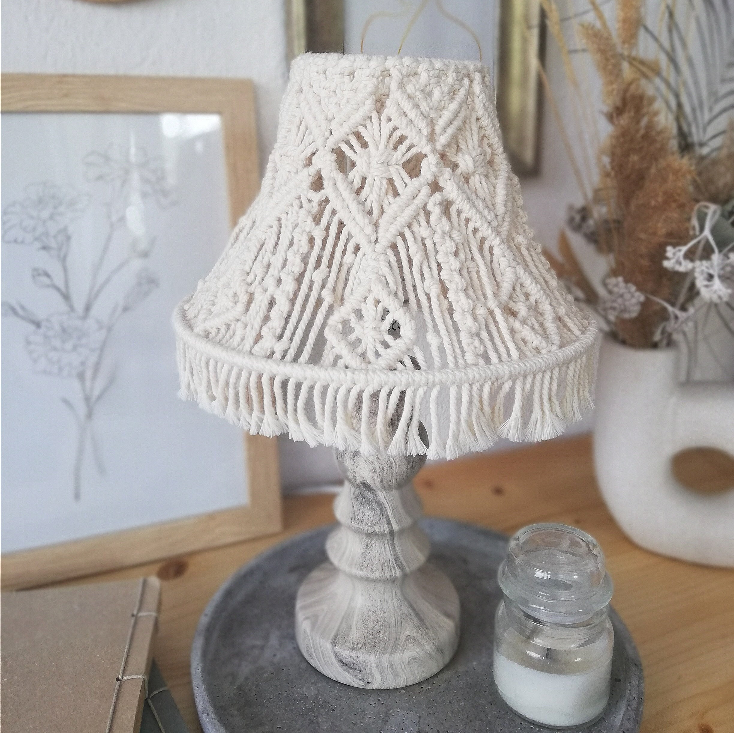 Rustic Macrame Lapsade Table Lamp, Cozy Glow for Farmhouse Decor, Lamp ...