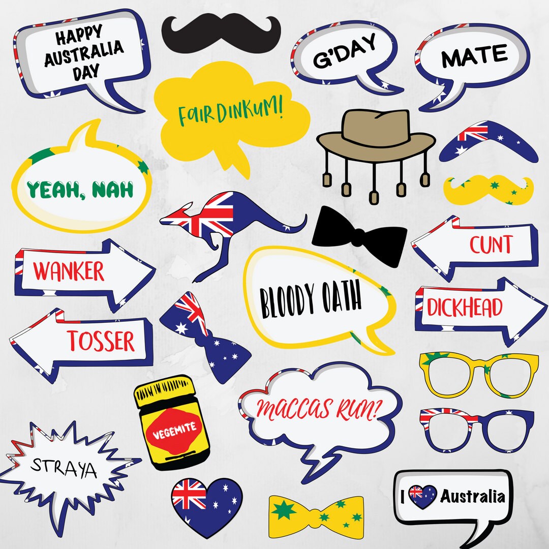 50 Australia Day Photobooth Props - ADULT - Printables - Fun - Digital ...