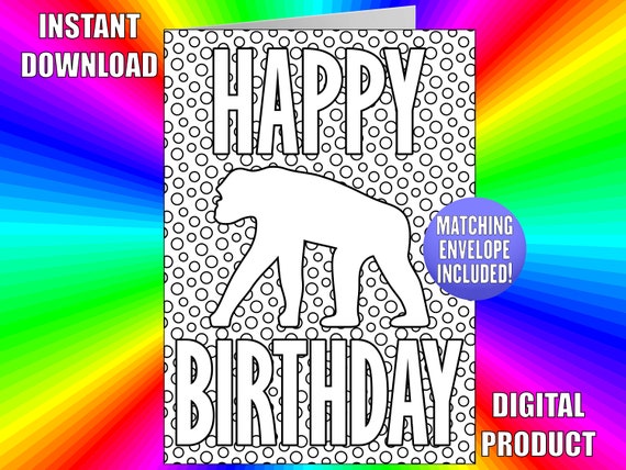 Happy Birthday Chimp Coloring Card Printable Chimpanzee - Etsy