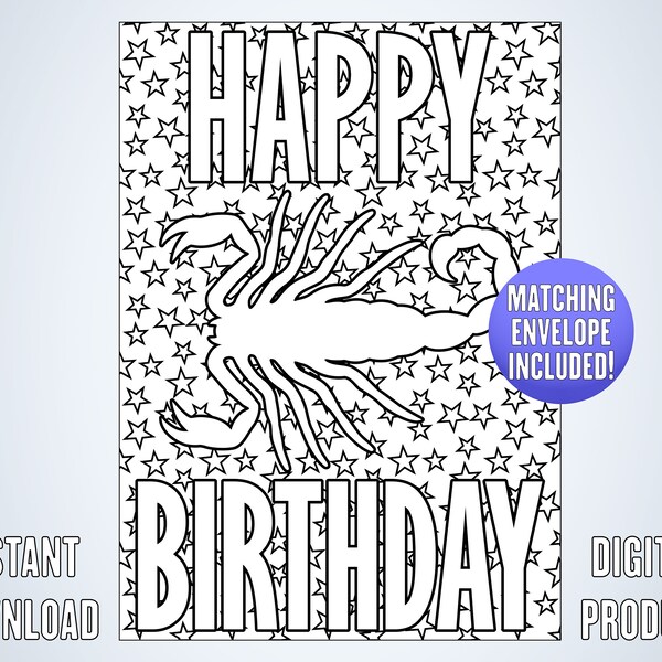 Scorpion Birthday Card - Etsy