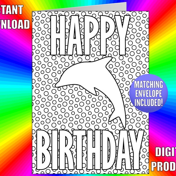 Happy Birthday Card Dolphin - Etsy