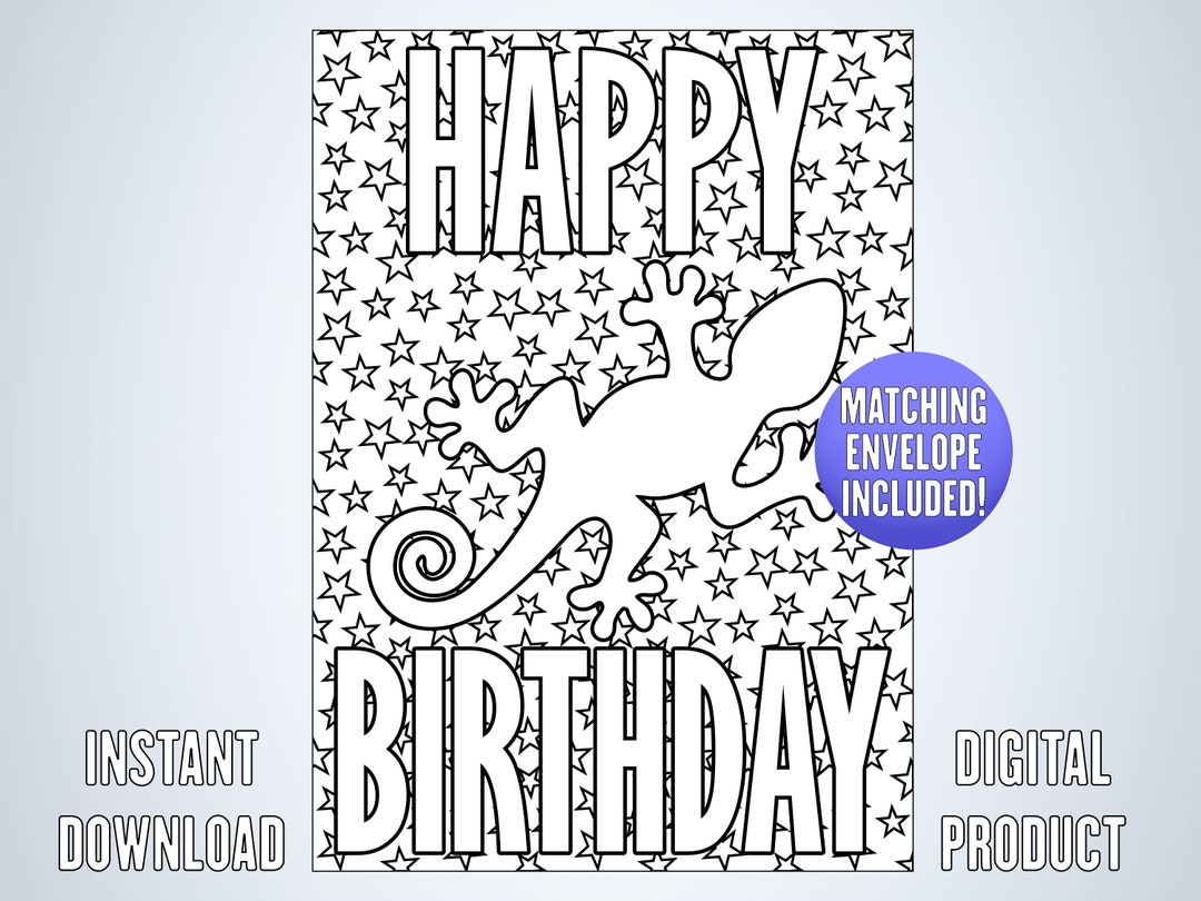 Happy Birthday Coloring Card, Printable Birthday Card, Stars - Etsy