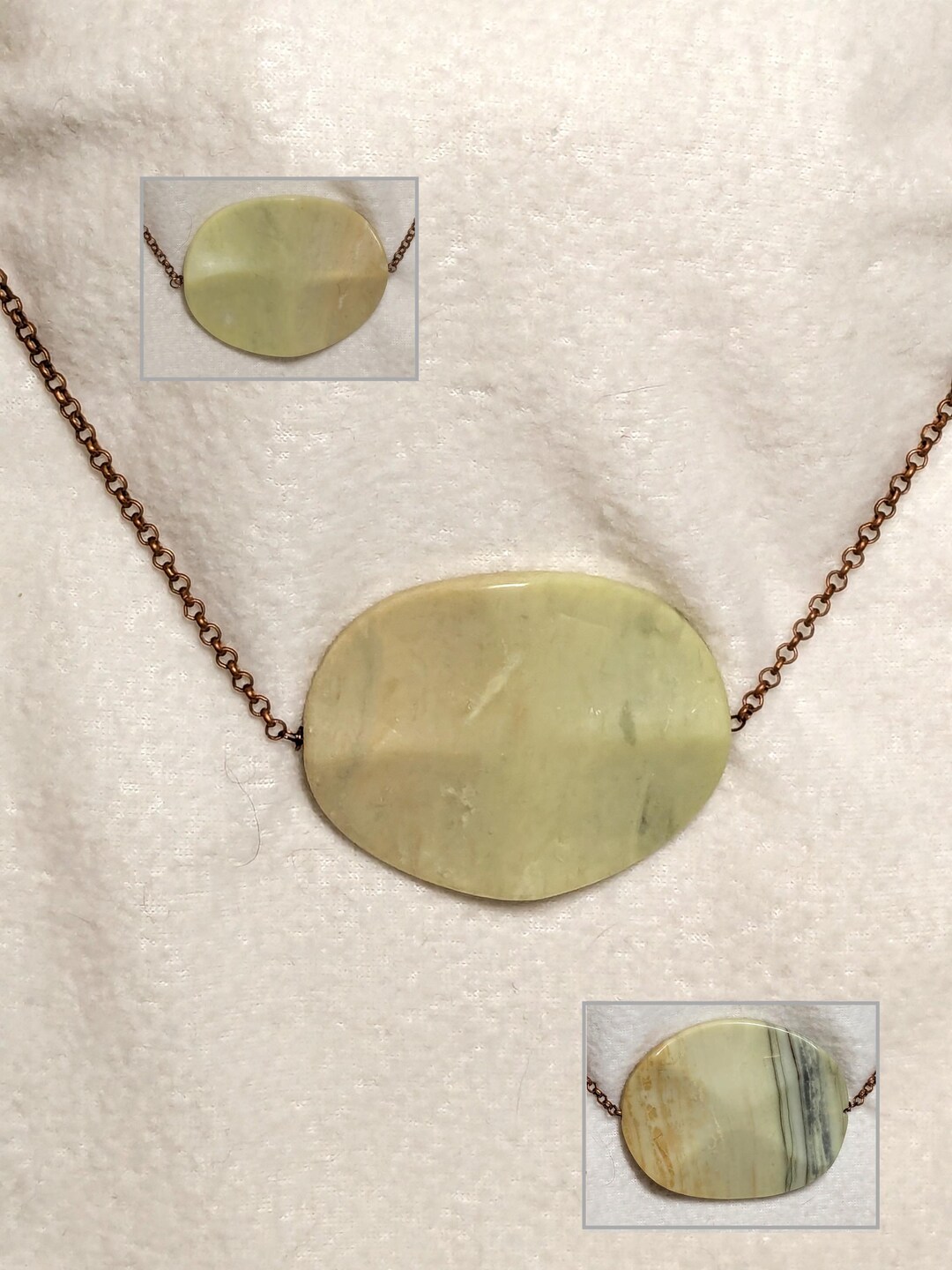 The Izzy: Serpentine Stone With Antique Copper Chain Necklace - Etsy