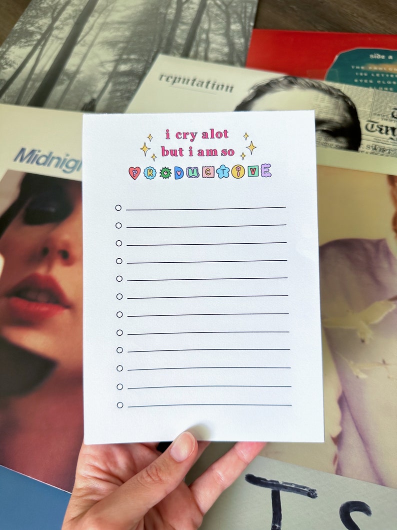 I Cry Alot but I Am so Productive Notepad | Taylor Swift Notepad | to ...