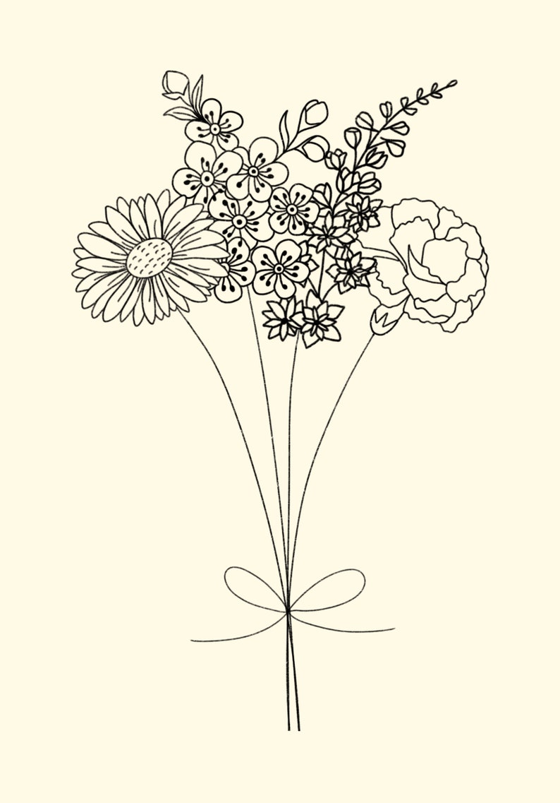 Custom Birth Flower Bouquets Digital Prints Digital Download ...