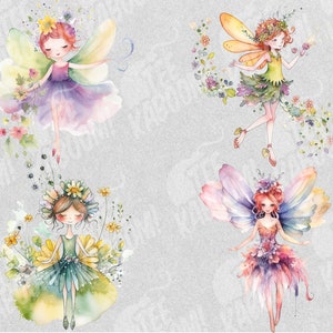 Watercolor Fairies Clipart Fairy Clipart Floral Fairy Watercolor ...