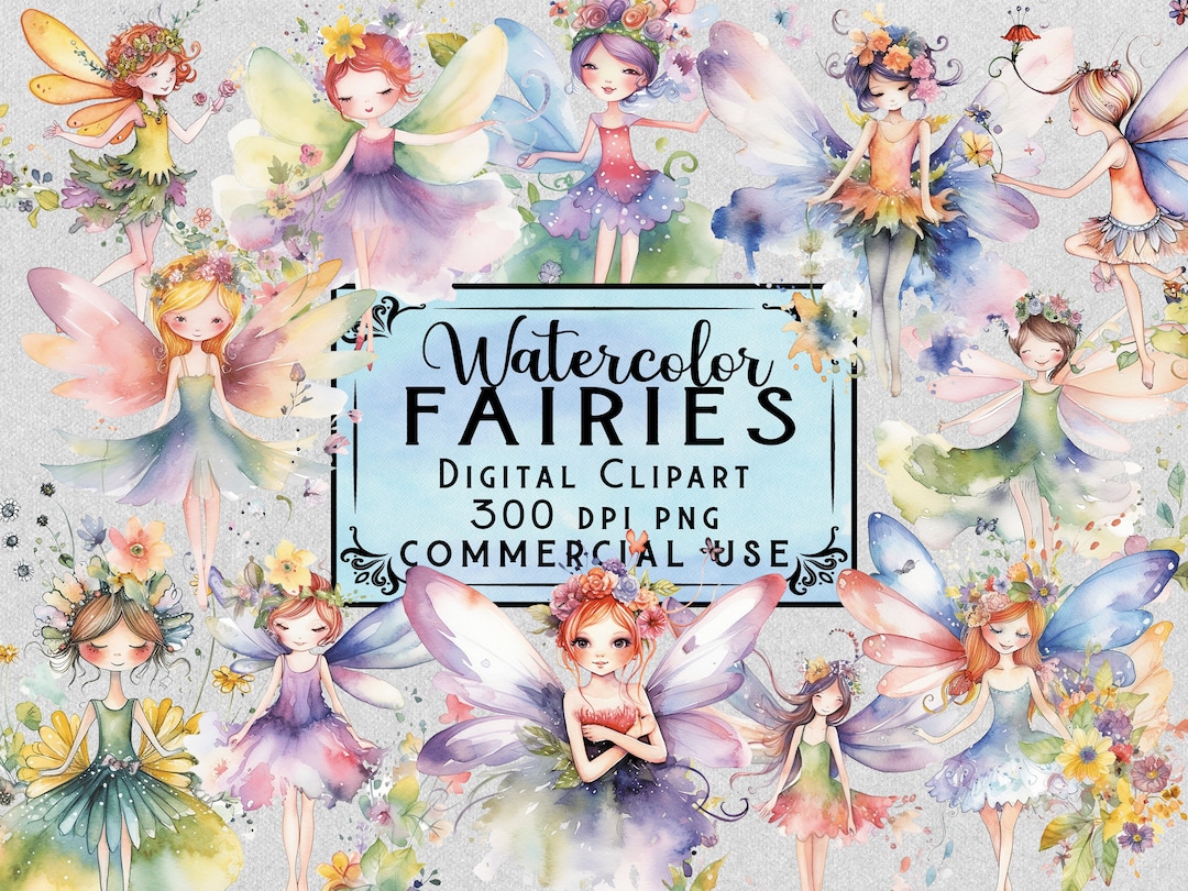 Watercolor Fairies Clipart Fairy Clipart Floral Fairy Watercolor ...