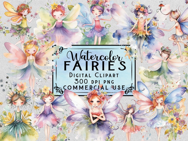 Watercolor Fairies Clipart Fairy Clipart Floral Fairy Watercolor ...