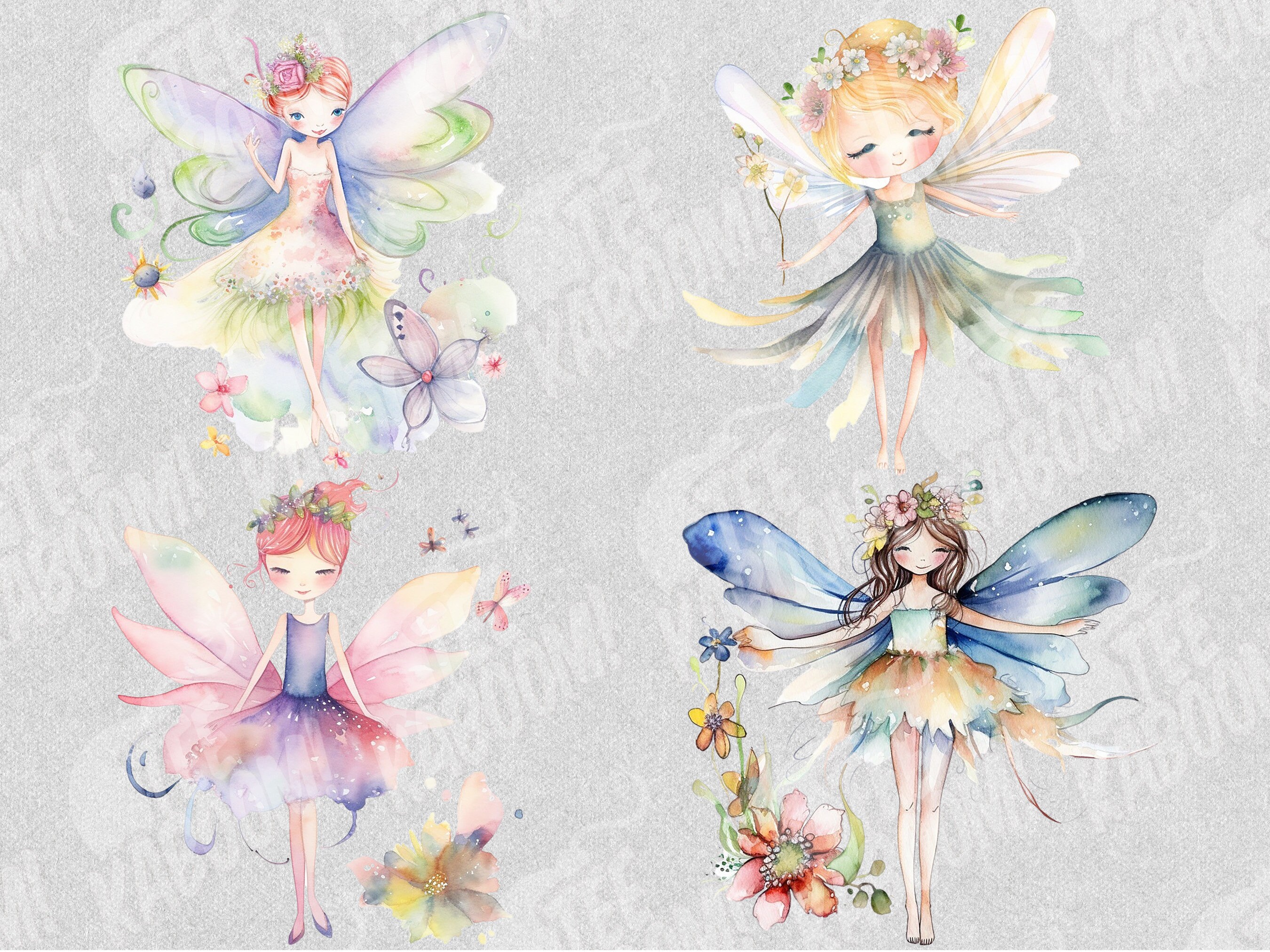 Watercolor Fairies Clipart Fairy Clipart Floral Fairy Watercolor ...