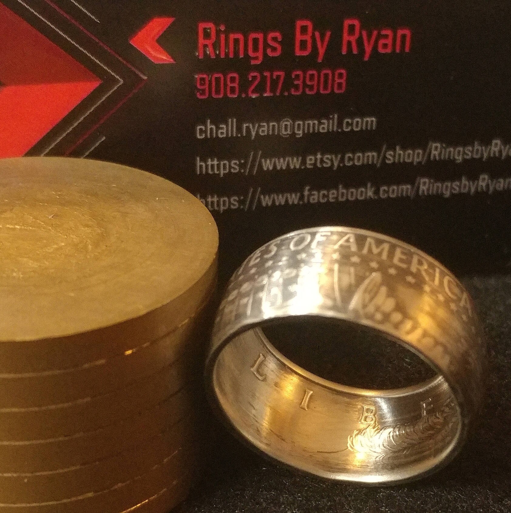 Kennedy Half Dollar Coin Ring, 90% Silver Kennedy Proof Set Half Dollar ...