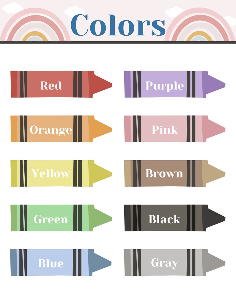 Educational Color Poster - Teaching Colors, Learning Colors and Toddler ...