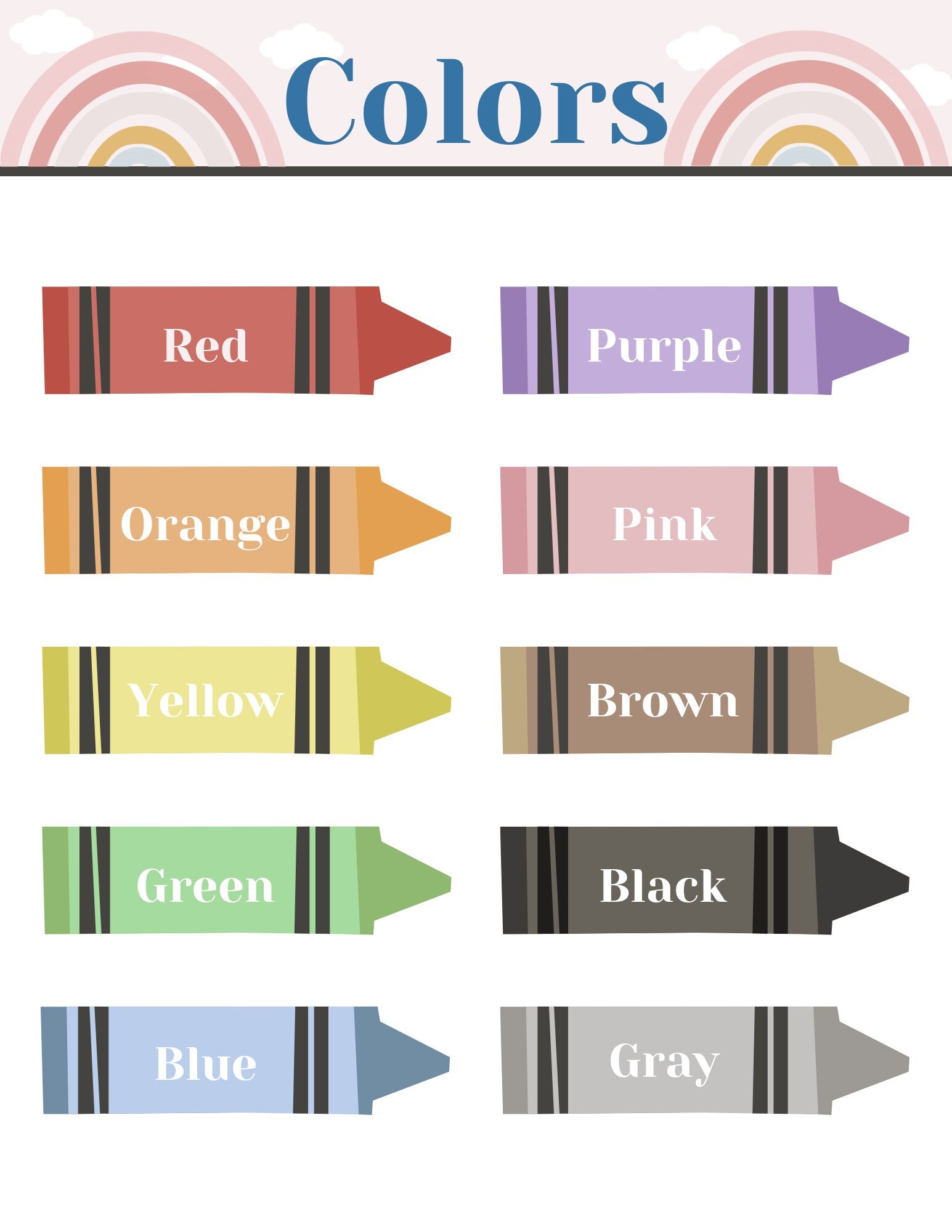 Educational Color Poster - Teaching Colors, Learning Colors and Toddler ...
