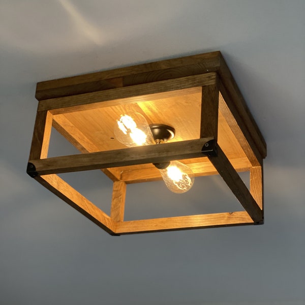 Wood Flush Mount Ceiling Light - Etsy