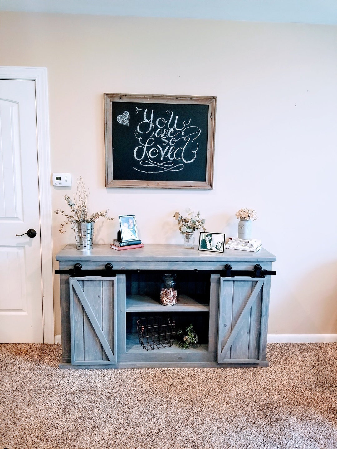 Farmhouse Side Table With Sliding Barn Doors - Etsy