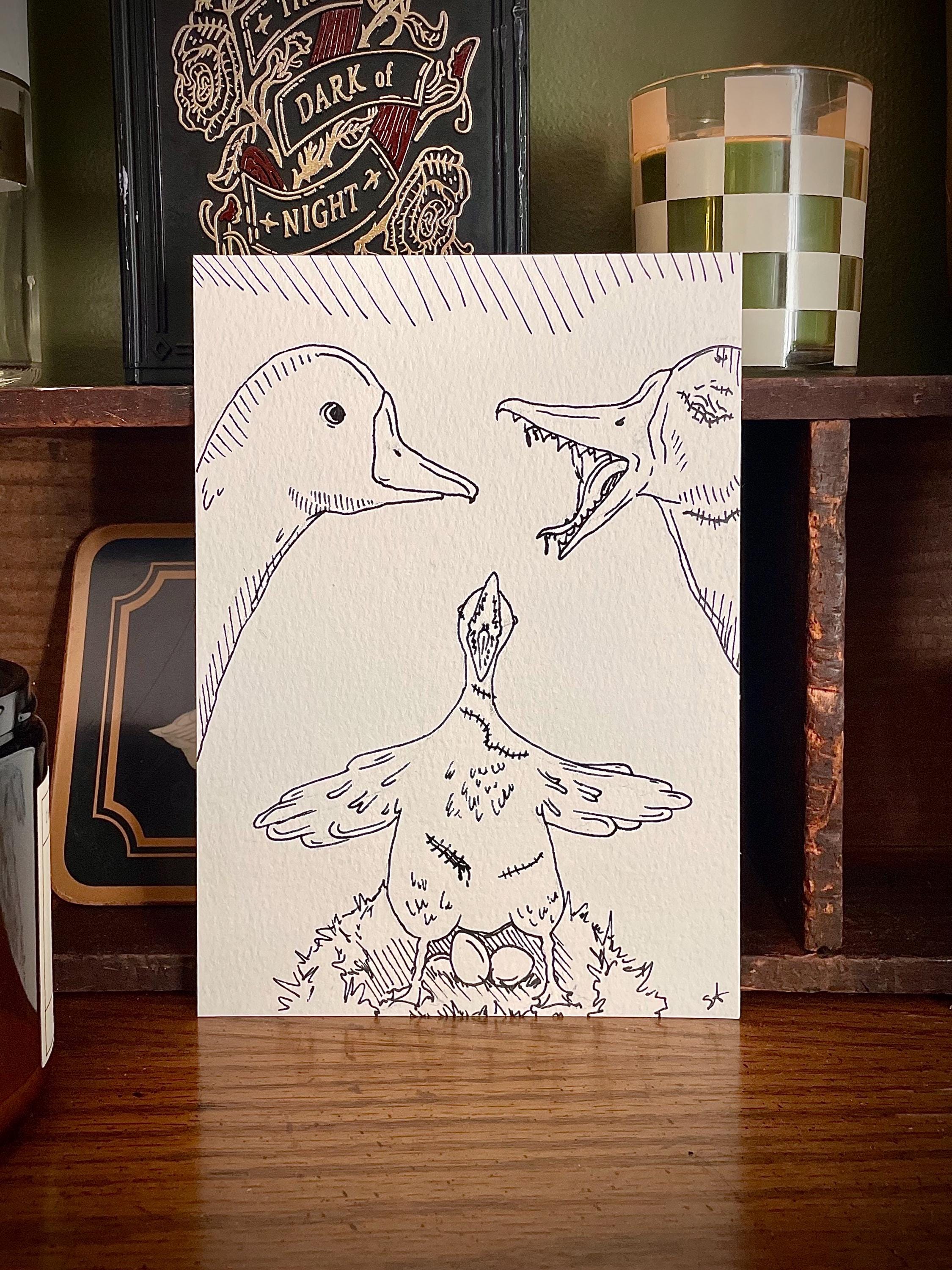 Original Scary Goose Ink Sketch on Paper 5x7 - Etsy