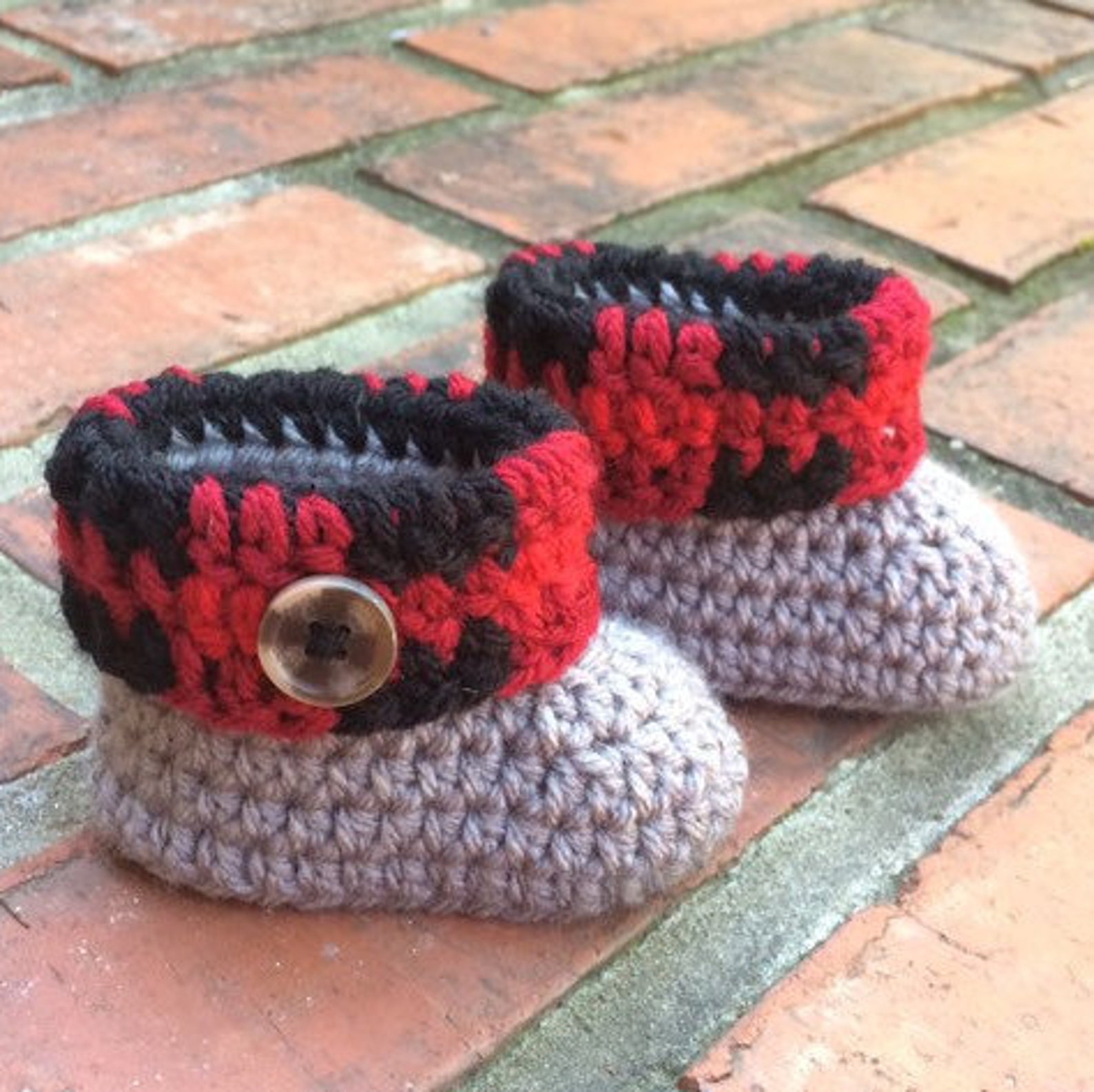 Crochet Plaid Baby Trapper Hat & Bootie Set Crochet Trapper - Etsy