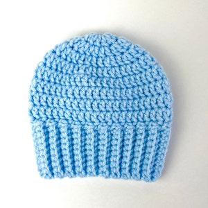 NEW! - Ribbed Brim Baby Beanie Crochet Pattern - Baby Hat Crochet ...
