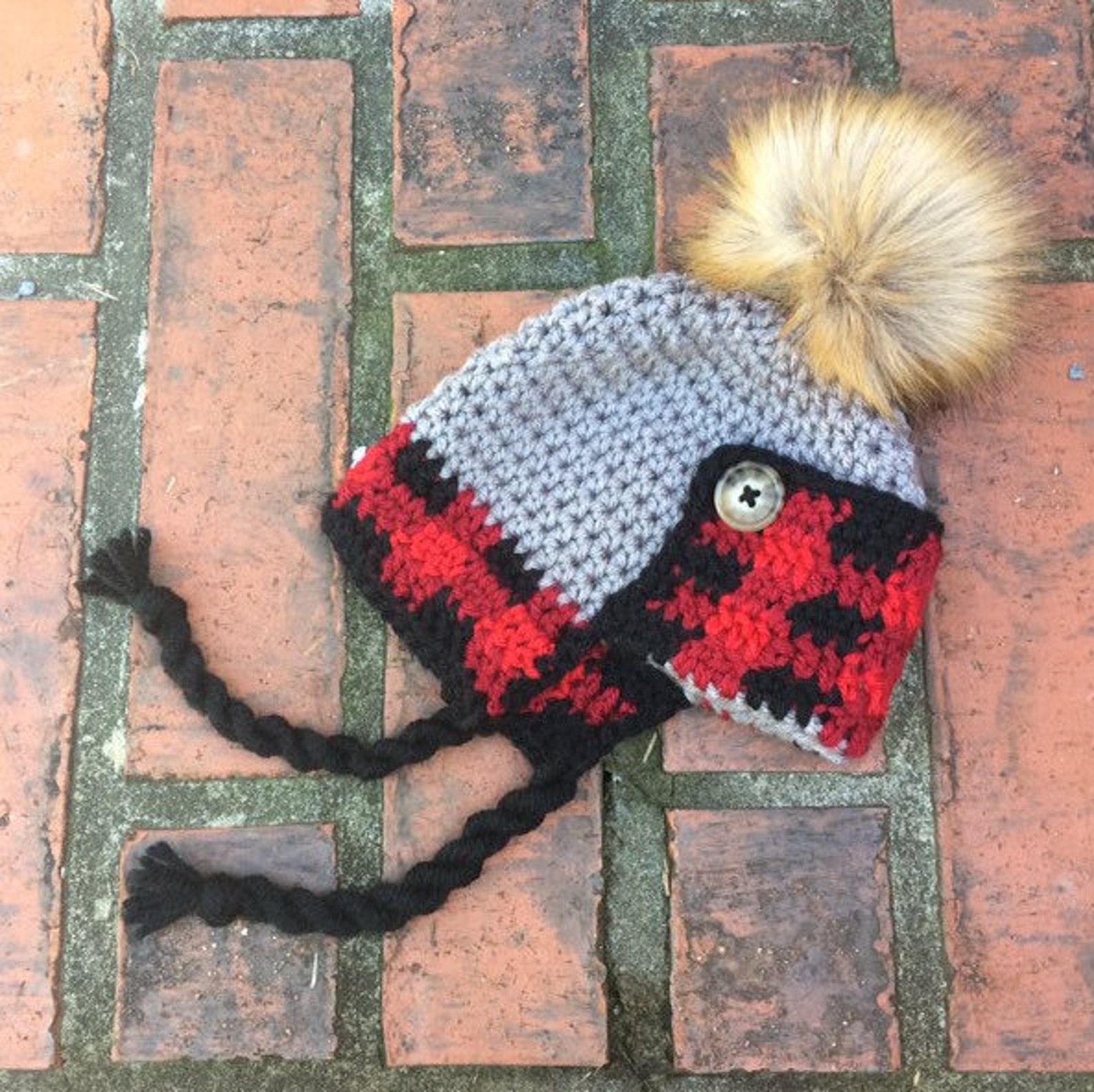 Crochet Plaid Baby Trapper Hat & Bootie Set Crochet Trapper - Etsy