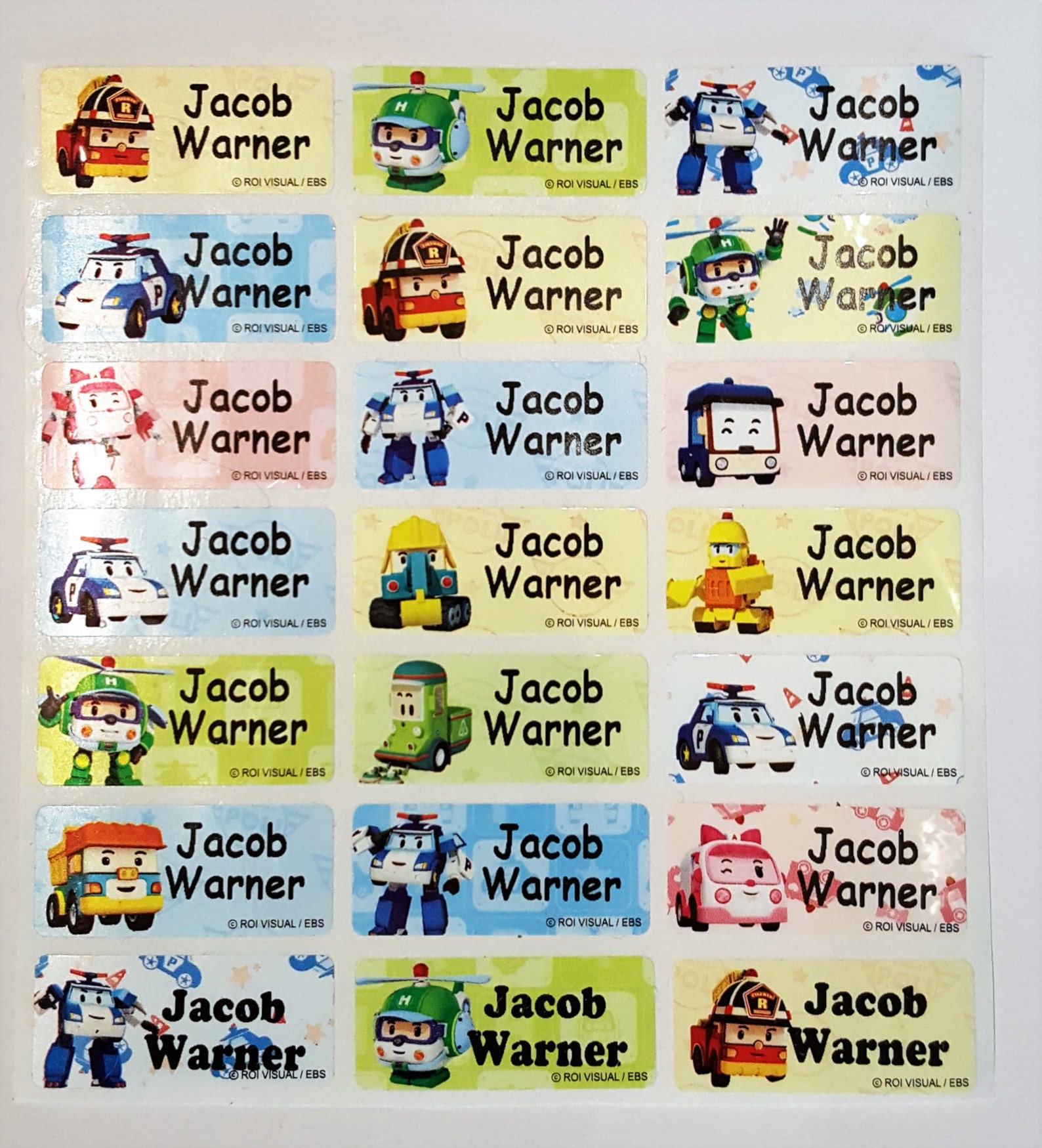 Poli Car Name Sticker, Poli Car, Name Tag, Name Label, Waterproof ...