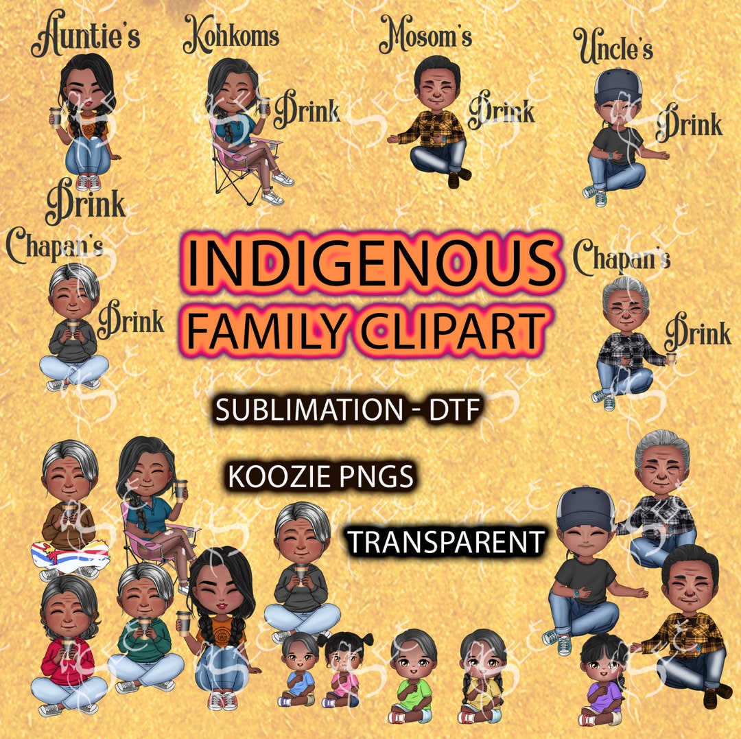 Cute Indigenous Family Clipart Koozies - Tshirts - Sublimation - Dtf - Etsy