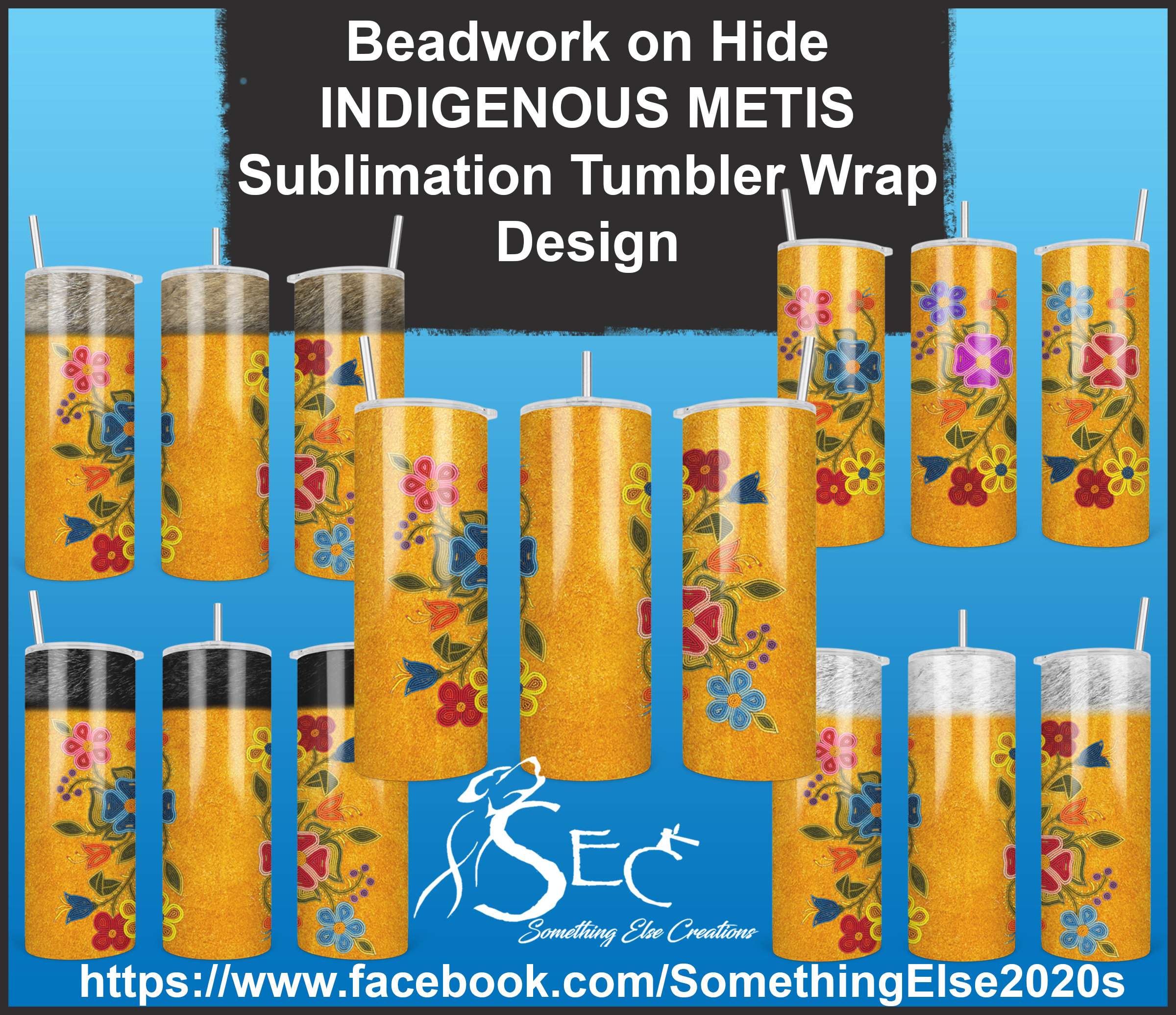 Beadwork on Hide - Indigenous Metis Sublimation Tumbler Wrap Design 20 ...