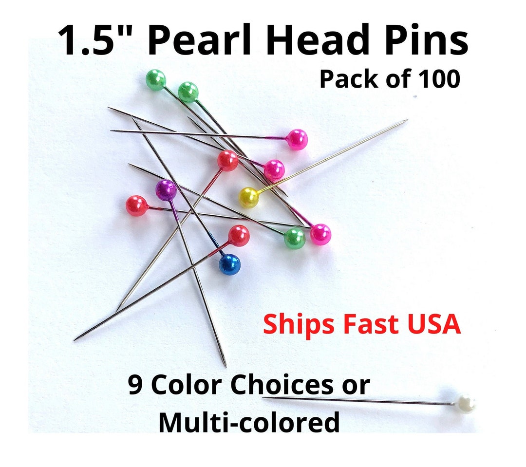 Pearl Head Pins 1.5" Straight Pin for Sewing Crafts. Quality Nickel ...