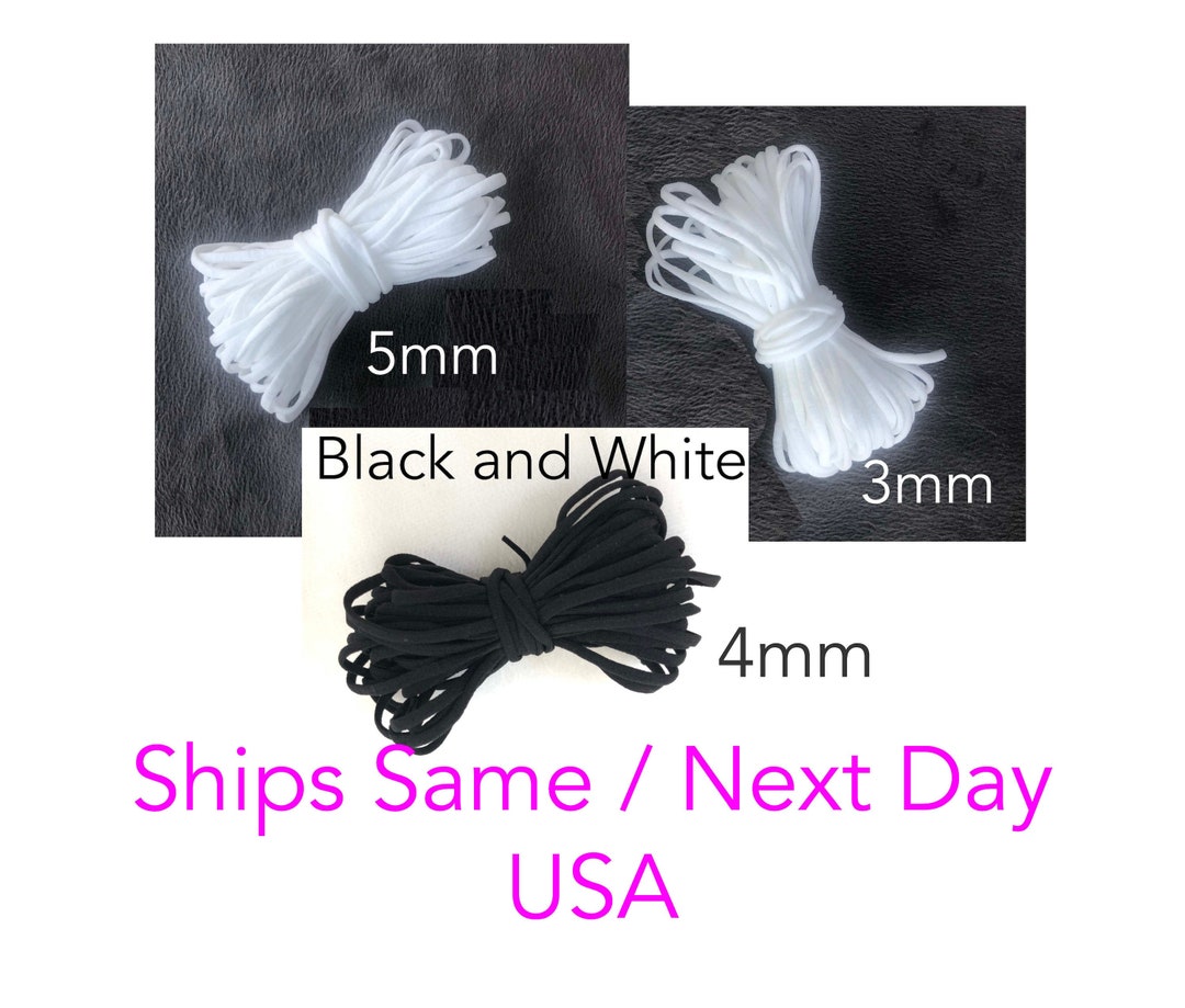 Elastic for Face Mask, Elastic Cord Ear Loop, Elastic Band, White ...