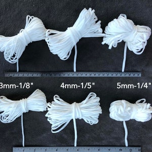 Earloop Elastic for Face Mask, 10 Yds of Soft White & Black. 1/8 " 3mm ...