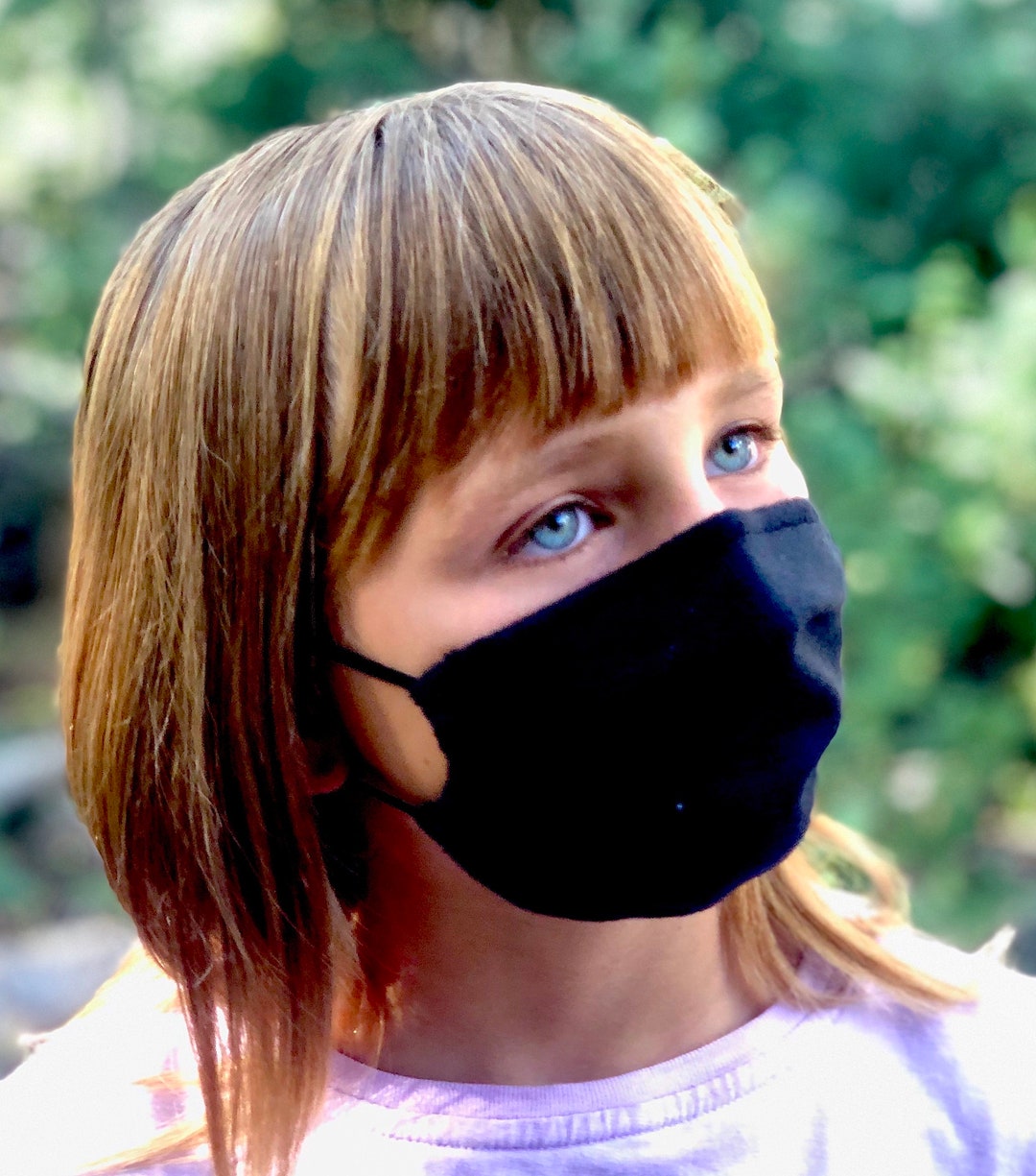 Black Child Face Mask: Soft, Reusable, Adjustable Ear Loops, Filter ...
