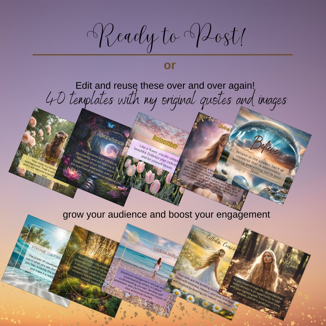 40 Spiritual Square Instagram Posts Canva Template Spiritual Coach ...