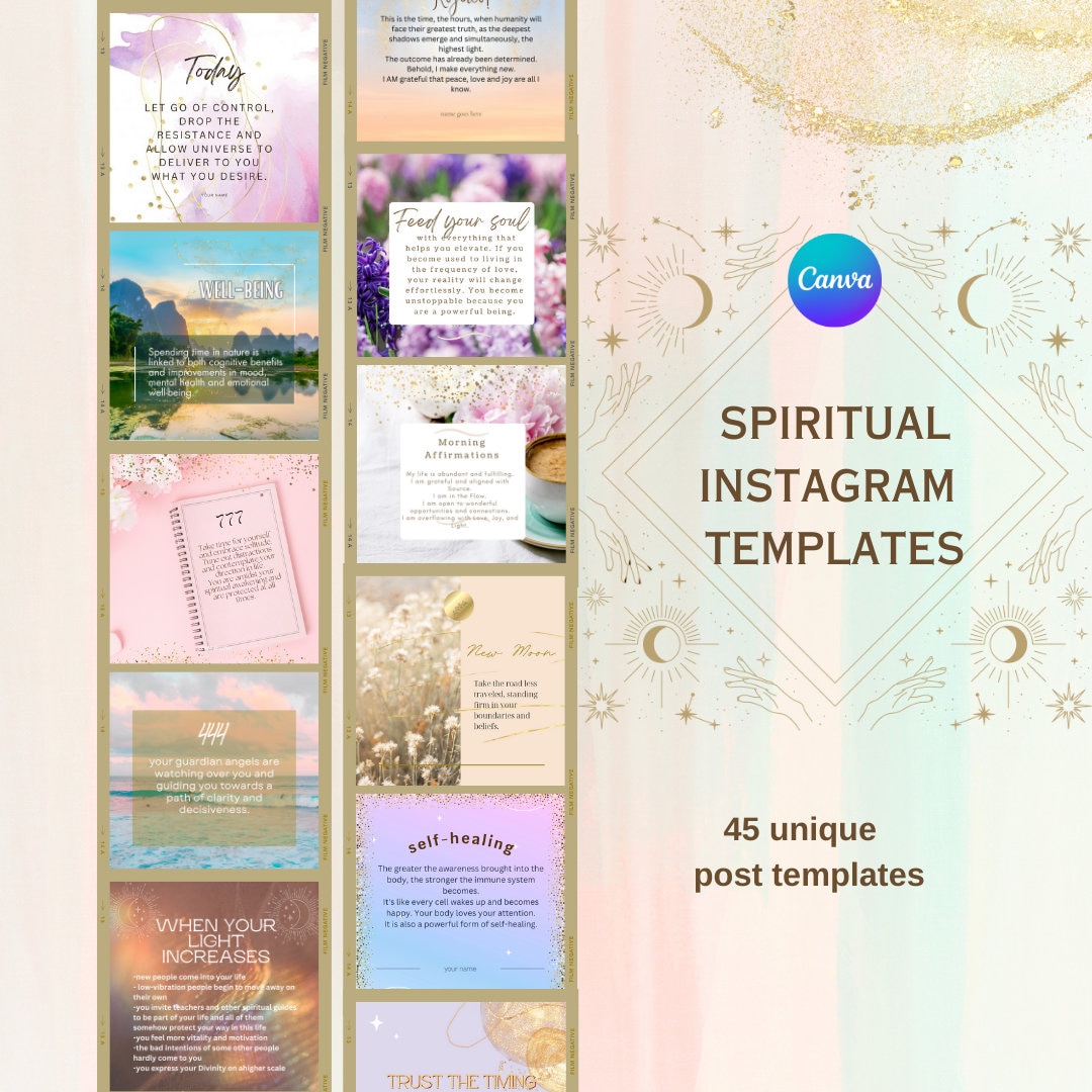 45 Square Spiritual Instagram Posts Template | Canva Instagram Template ...