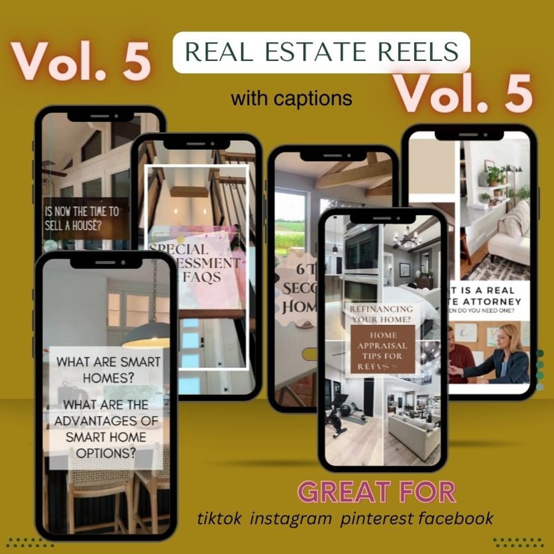 Volume 5 20 Real Estate Reels WITH CAPTIONS, Realtor Social Media, Realtor Tiktok, Real Estate ...