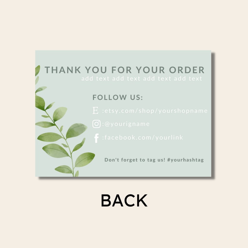 Etsy Thank You Cards, Etsy Thank You Note Template, Business Thank You ...