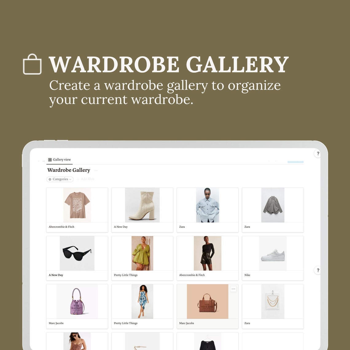 Wardrobe Organizer Notion Template, Accessories & Shoes, Wardrobe ...