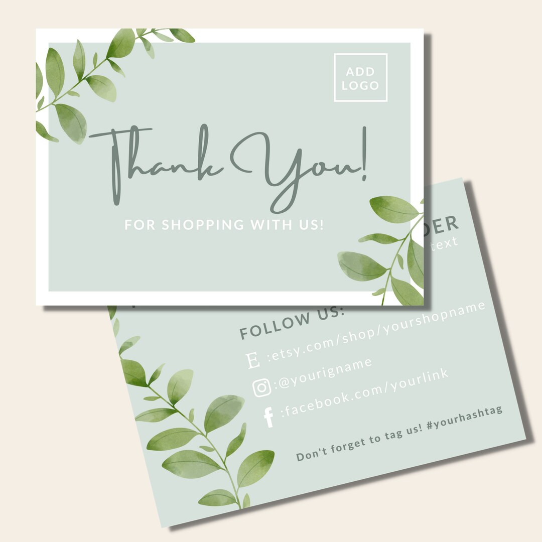 Etsy Thank You Cards, Etsy Thank You Note Template, Business Thank You ...