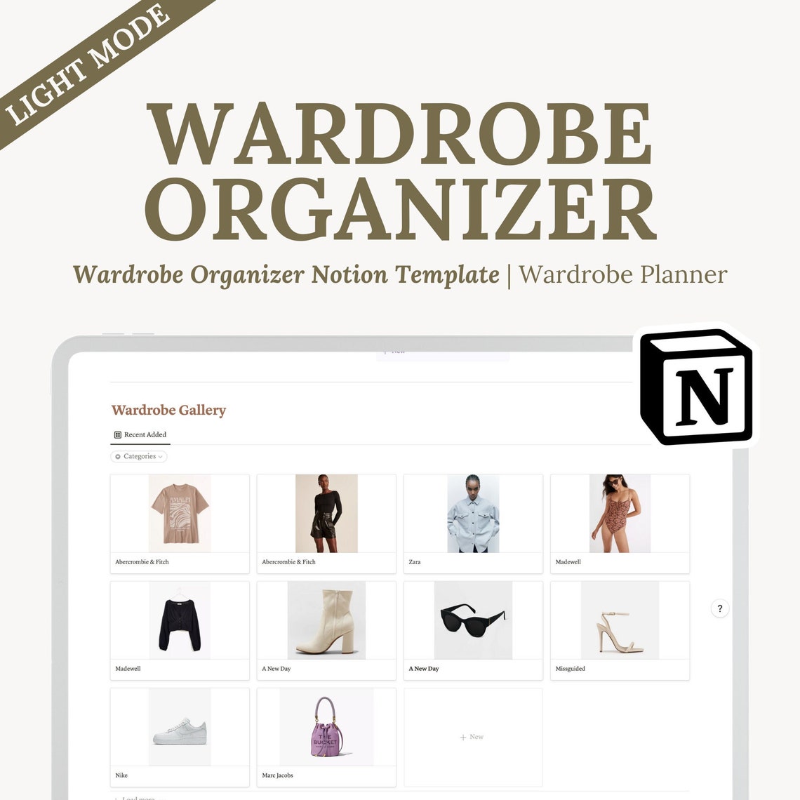 Wardrobe Organizer Notion Template, Accessories & Shoes, Wardrobe ...