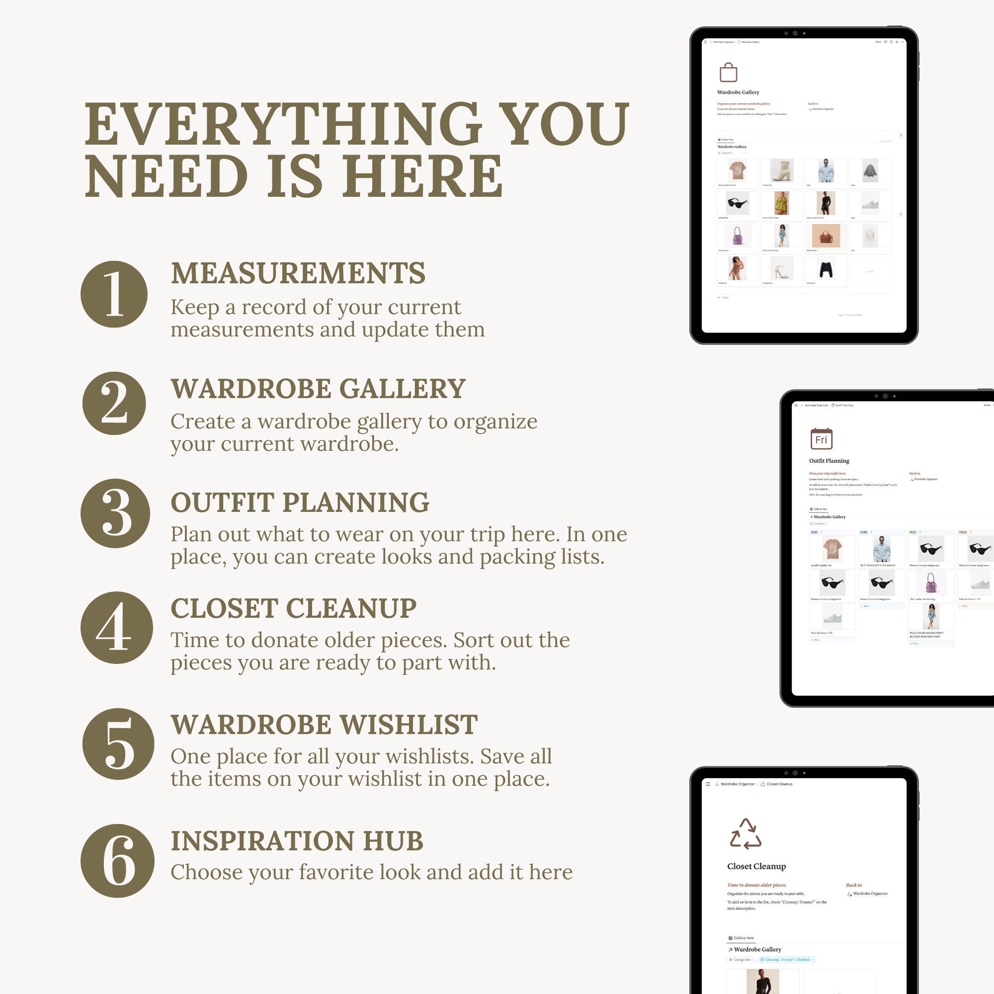 Wardrobe Organizer Notion Template, Accessories & Shoes, Wardrobe ...