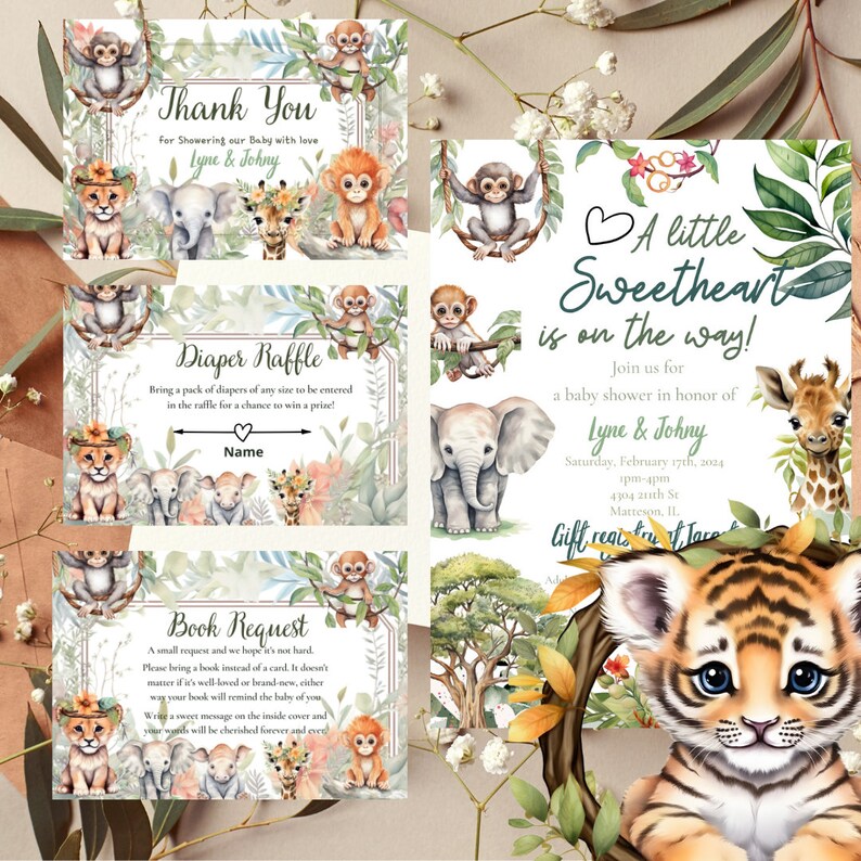 Editable a Little Wild One on the Way Baby Shower Invitation, Safari ...