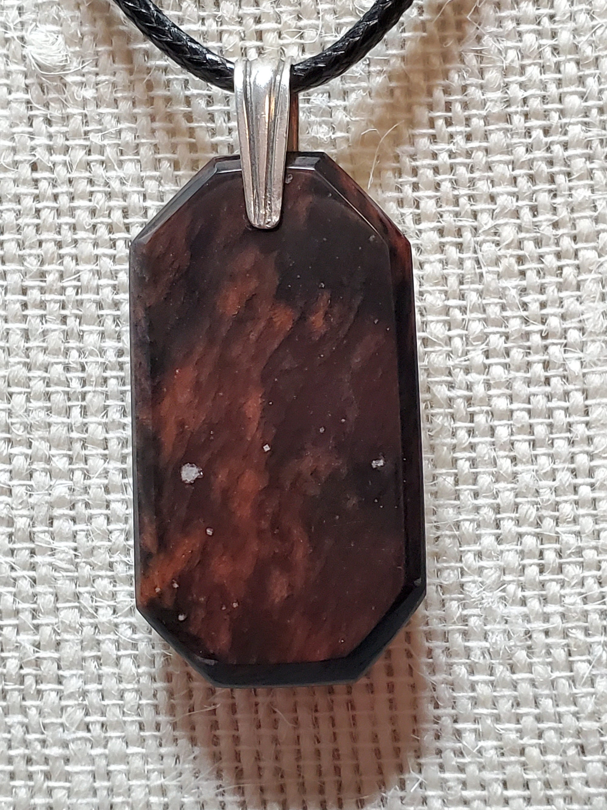 Reversible Agate & Obsidian Pendant Feather Ridge Plume Agate - Etsy