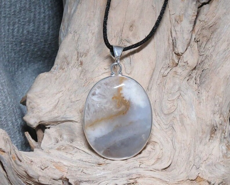 Angel Wing Agate and Sterling Silver Pendant Scenic Angel - Etsy