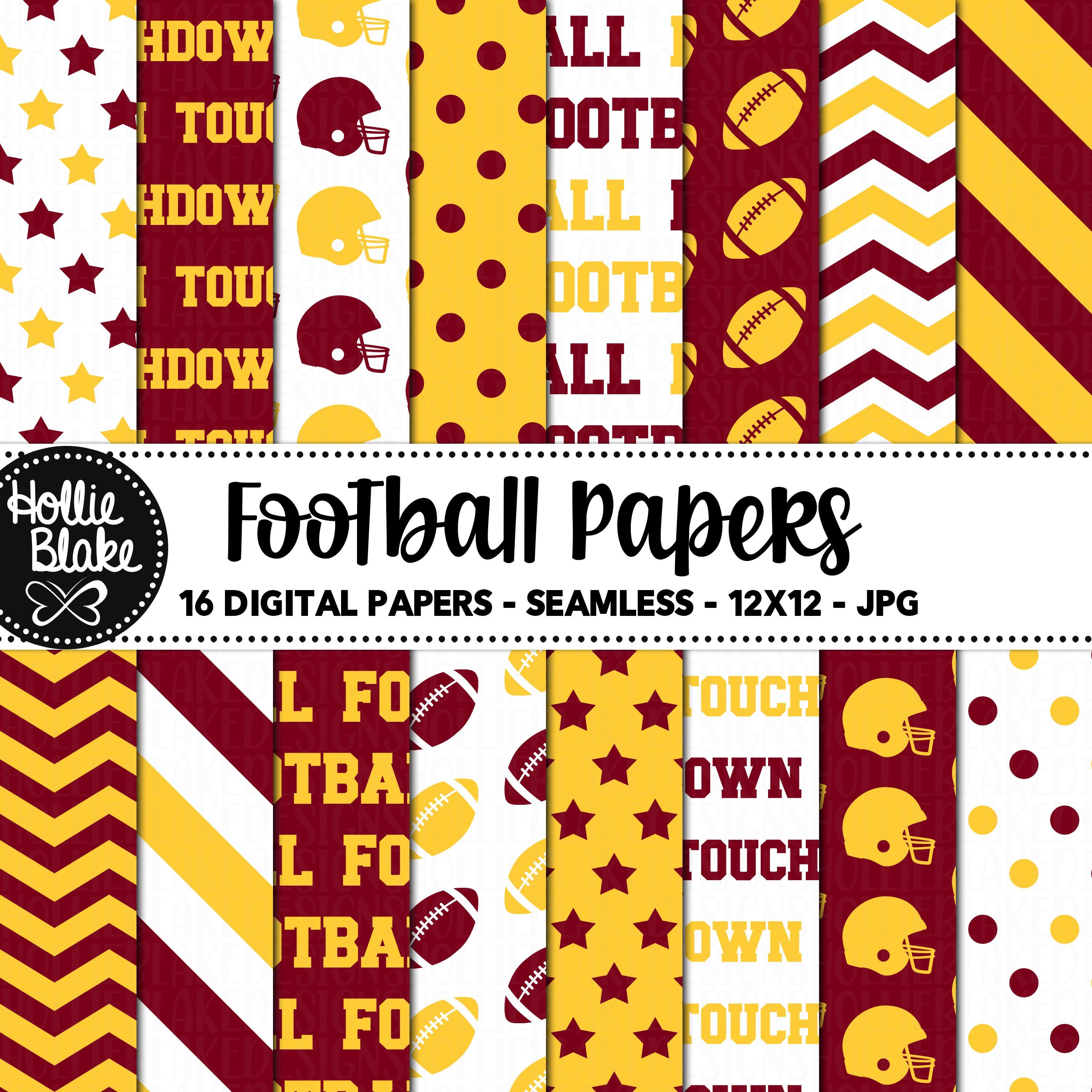 Maroon Red & Yellow Gold Football Seamless Digital Papers, Digital ...