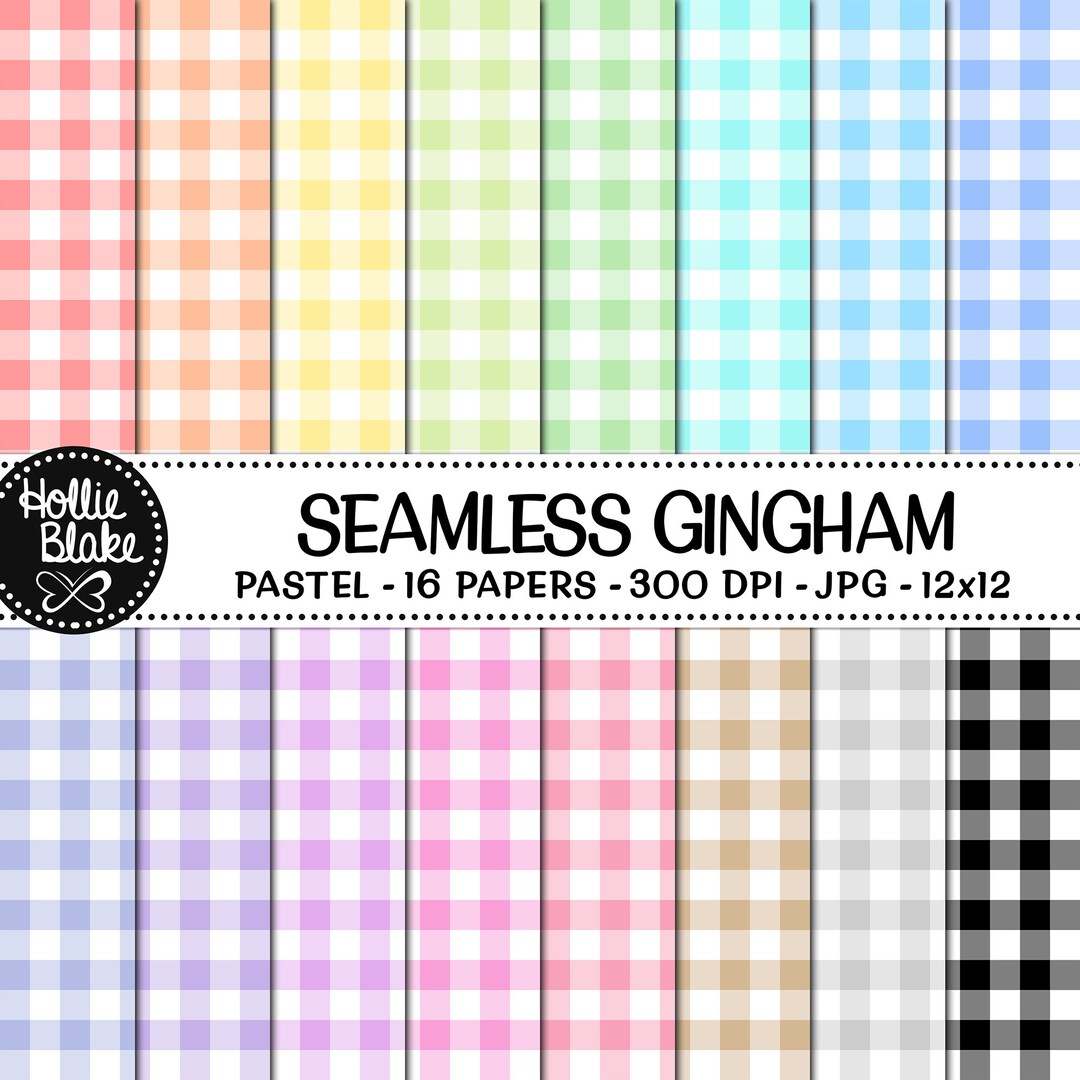 SALE!! 16 Pastel Gingham Seamless Digital Papers • Rainbow Digital ...