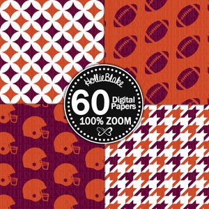 Maroon Red & Burnt Orange Football Seamless Digital Papers, Digital ...