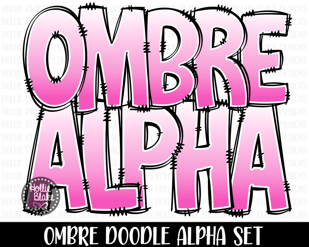 Magenta Pink Pastel Ombre Fade Doodle Alphabet PNG Letters, Doodle ...