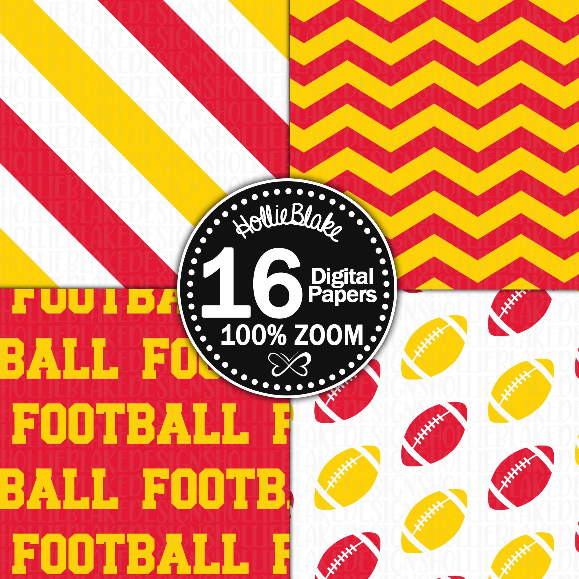 Red & Yellow Gold Football Seamless Digital Papers, Digital Patterns ...