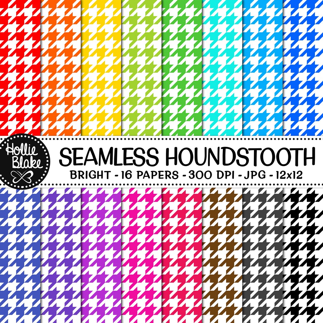 SALE!! 16 Bright Houndstooth Seamless Digital Papers • Rainbow ...