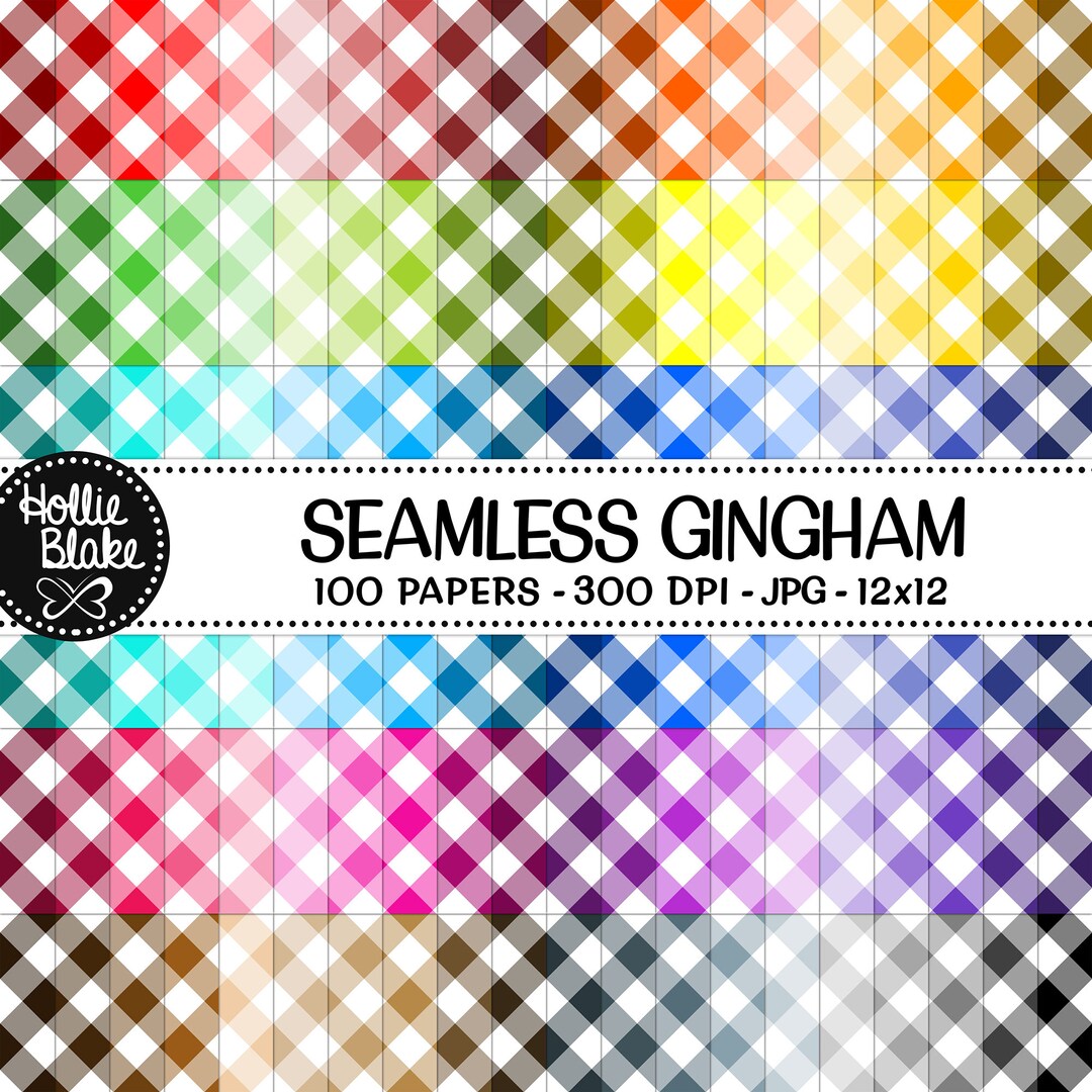 SALE!! 100 Gingham Seamless Digital Papers • Rainbow • Seamless ...