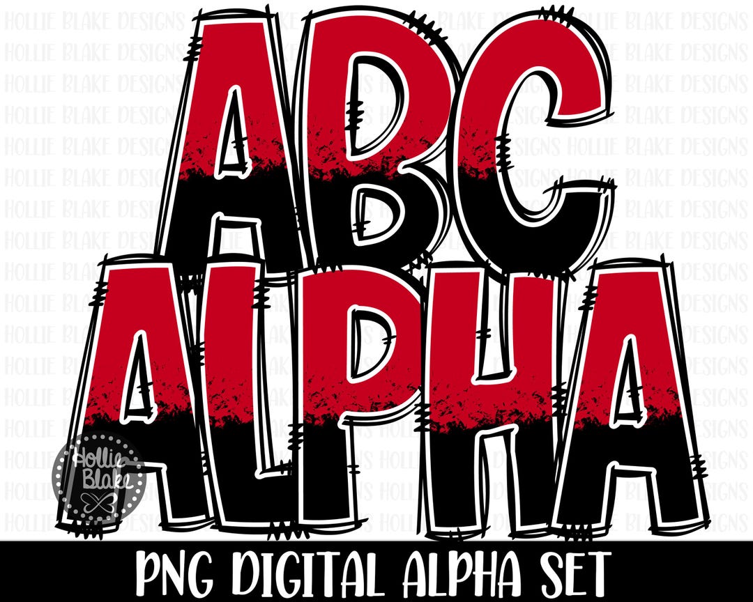 Red & Black Doodle Alphabet PNG Letters, Doodle Letters PNG Letters ...