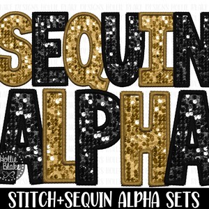 Gold & Black Faux Sequin Doodle Alphabet PNG Letters, Doodle Letters ...