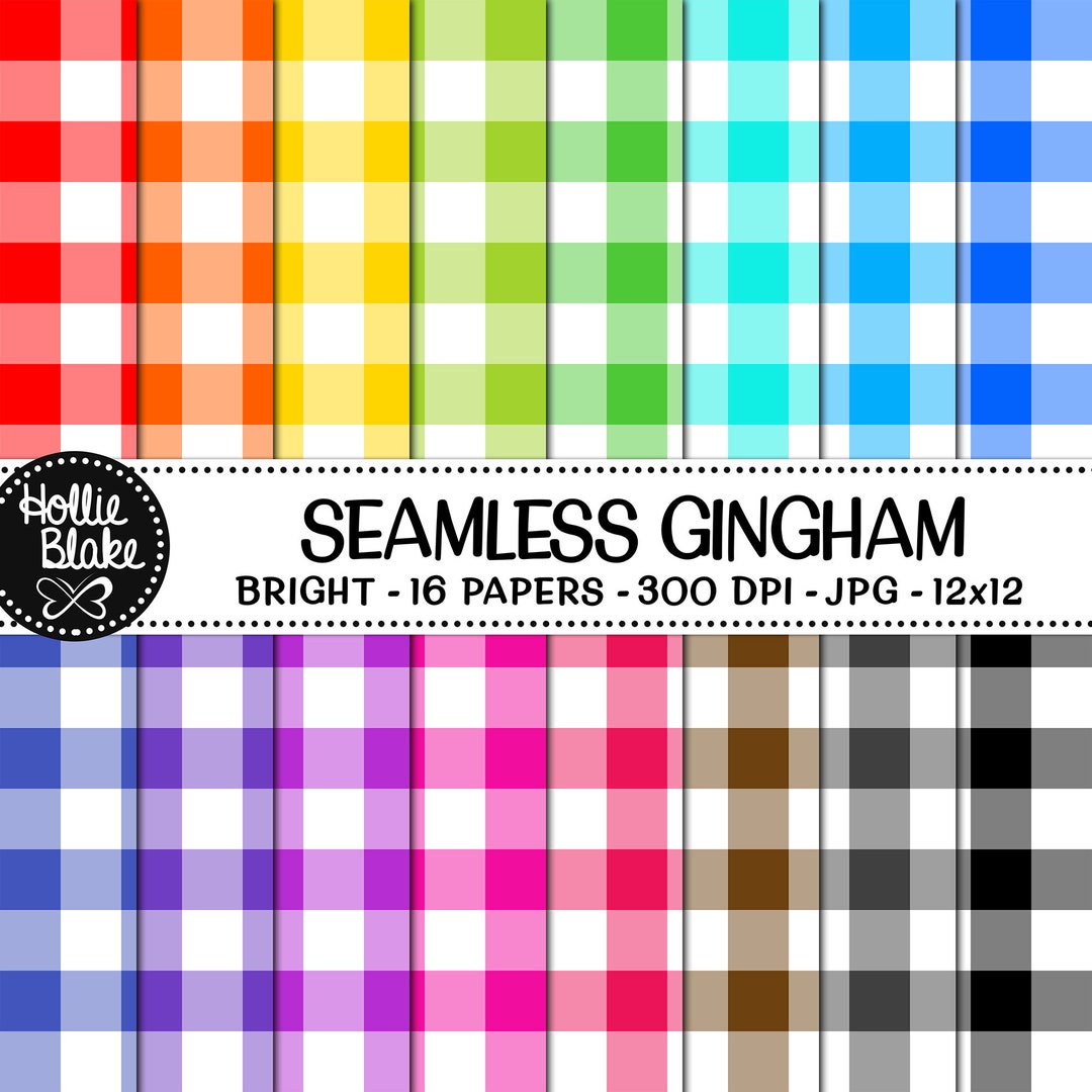 SALE!! 16 Bright Gingham Seamless Digital Papers • Rainbow • Seamless ...